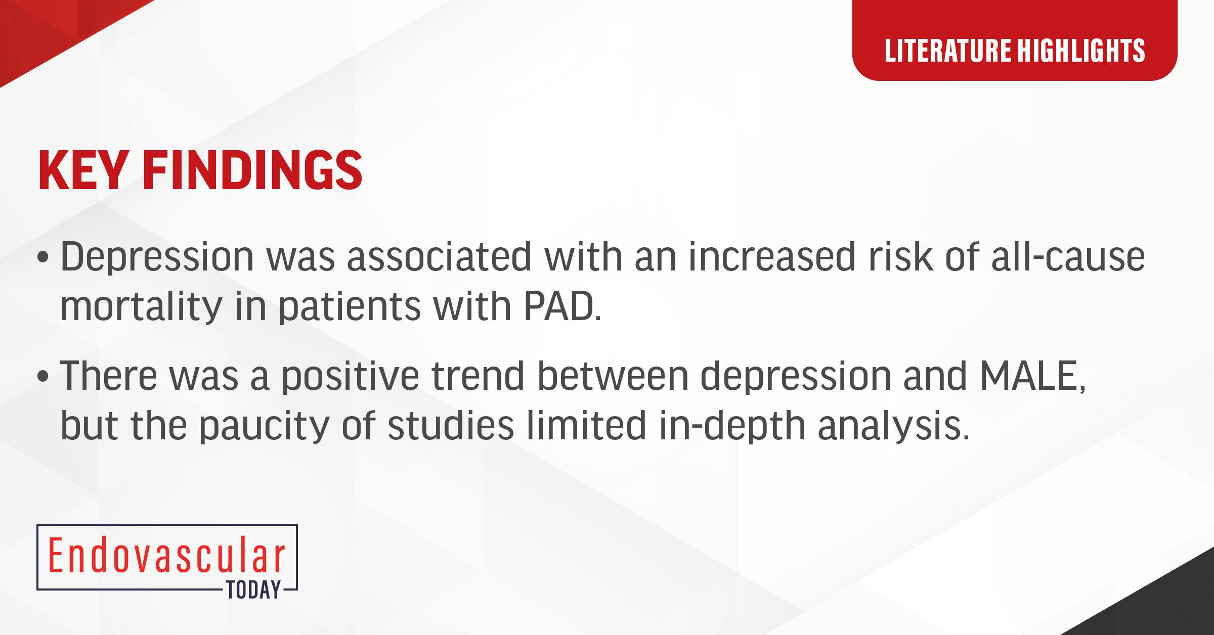 Association of Depression and PAD Outcomes Evaluated in Systematic ...